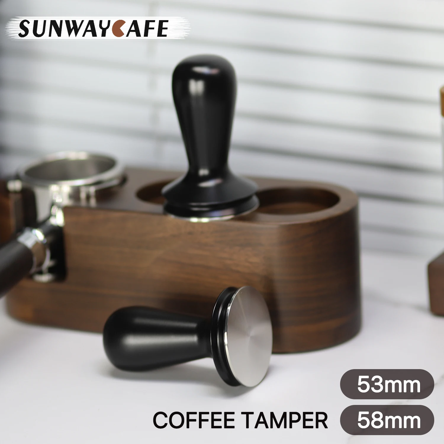53-58mm-Coffee-Tamper-Black-Handle-Coffee-Powder-Hammer-304Stainless ...