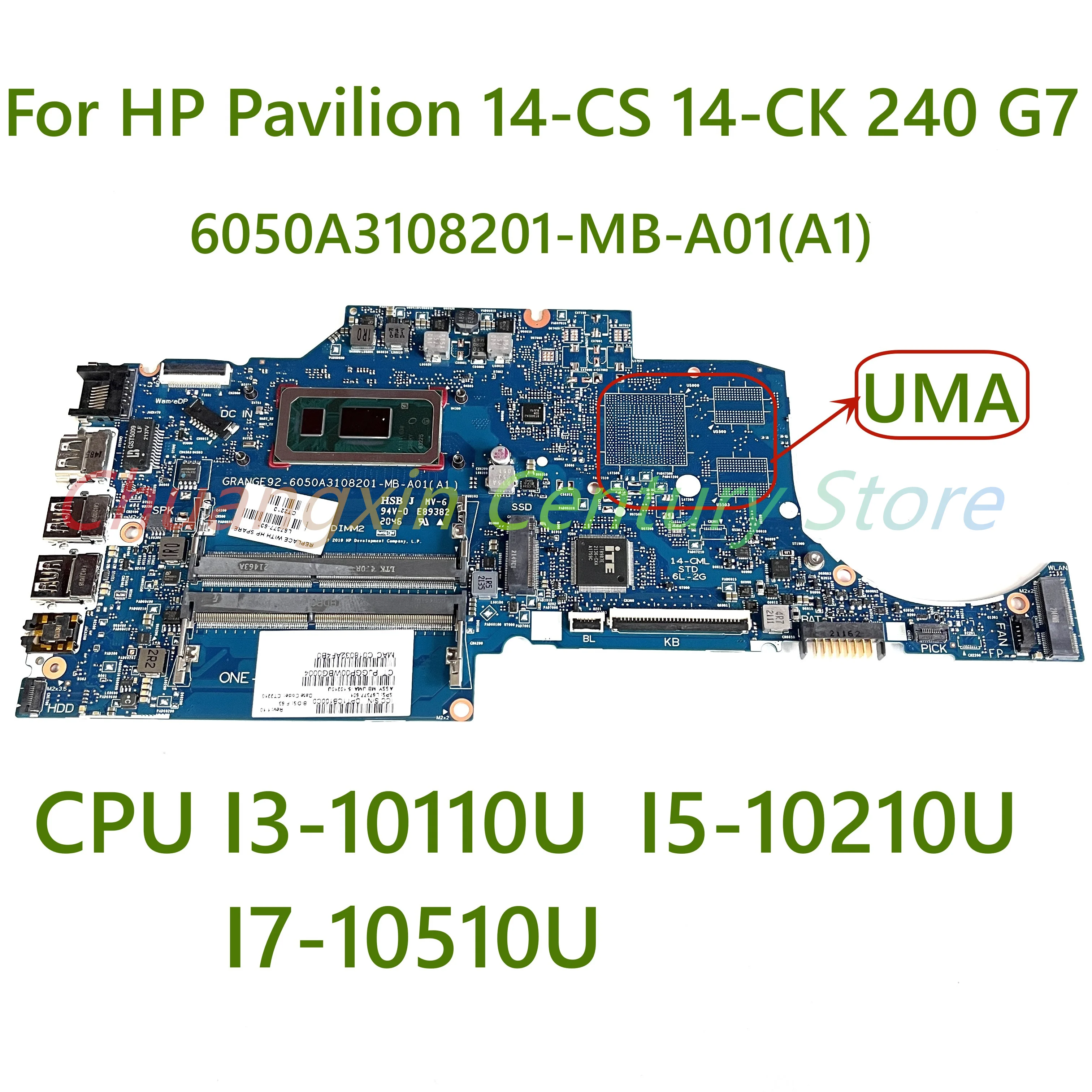 For HP Pavilion 14-CS 14-CK 240 G7 Laptop motherboard 6050A3108201-MB ...