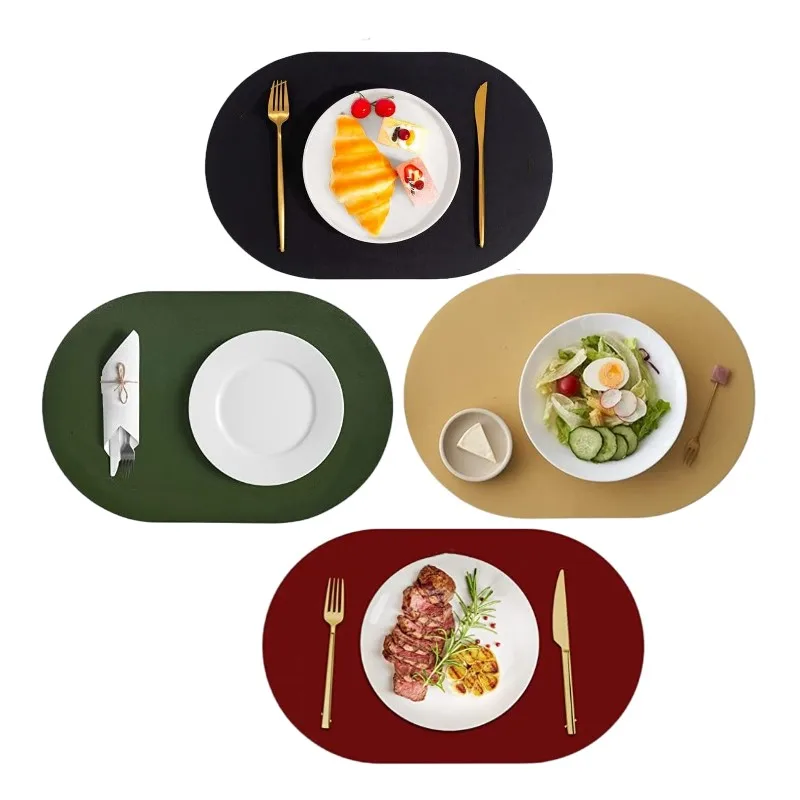 Inyahome-Oval-PU-Placemats-para-mesa-de-jantar-couro-textural-projetado ...
