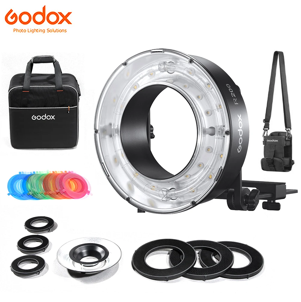 GODOX-R200-200Ws-Ring-Flash-Head-Honeycomb-Grid-Reflector-Carrying-Bag ...