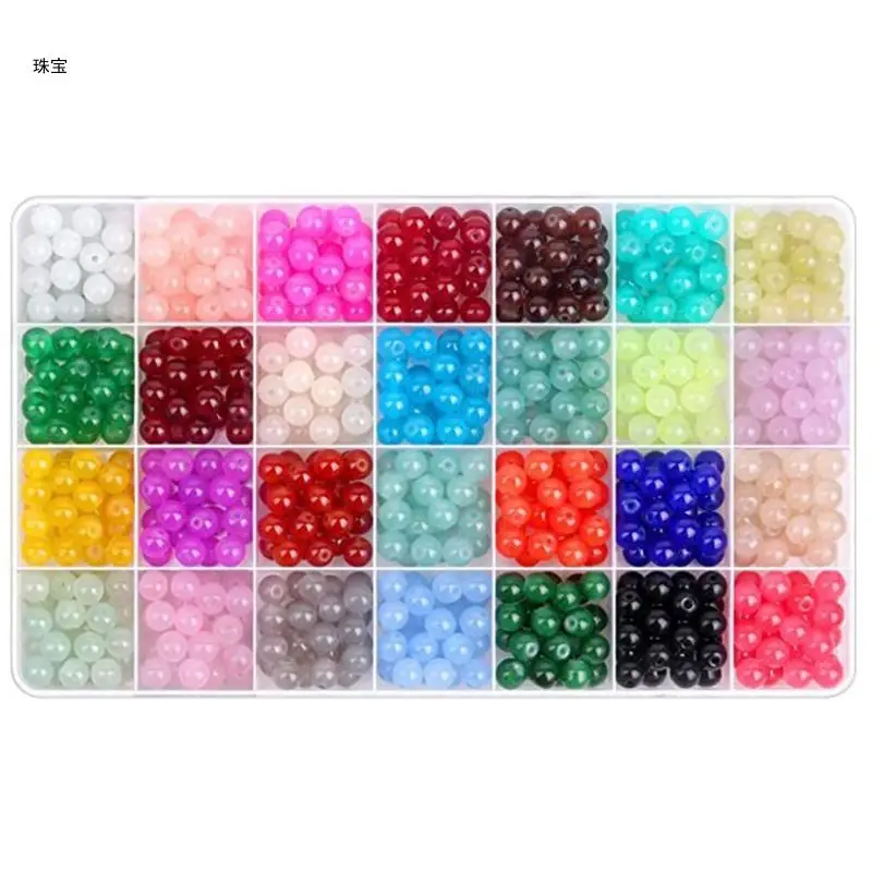 X5QE 700 Pieces 28 Colors Glass Round Beads Glass Bead Set Mixed ...