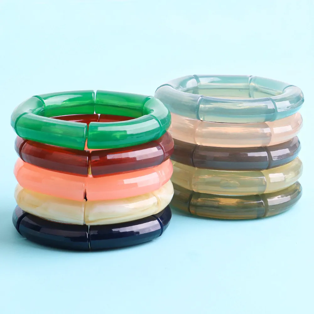 FishSheep 2025 Trendy Acrylic Jelly Color Bamboo Bracelets for Women ...