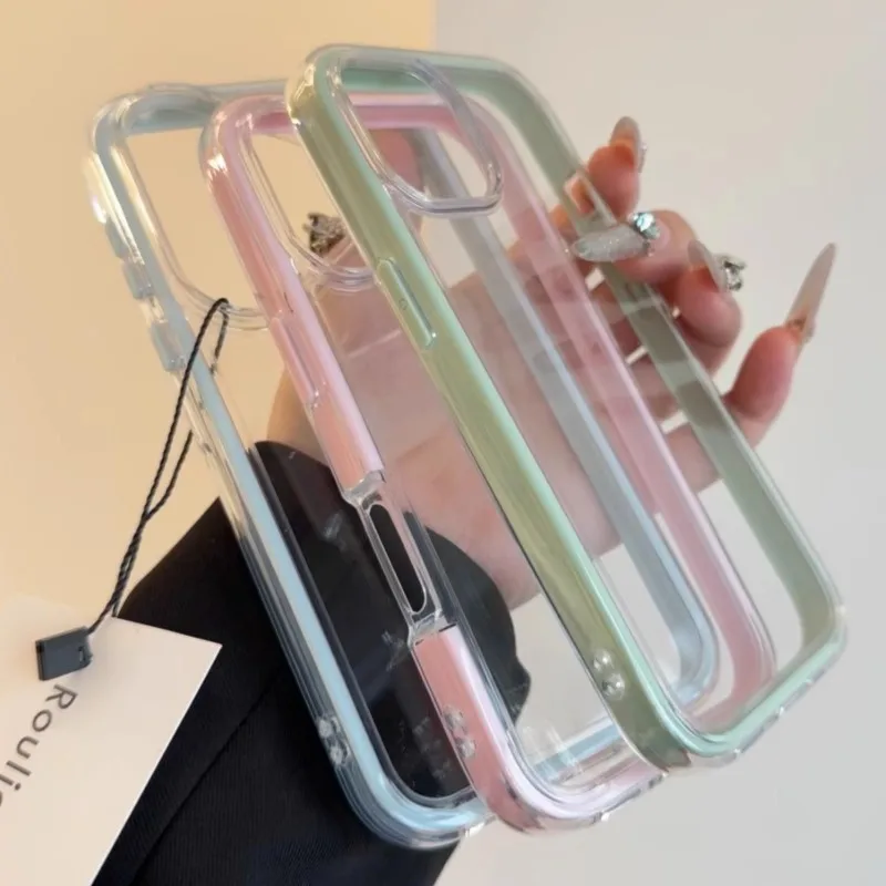 Luxury Clear Color Frame Phone Case For iPhone 16 15 14 Plus 13 12 11 ...