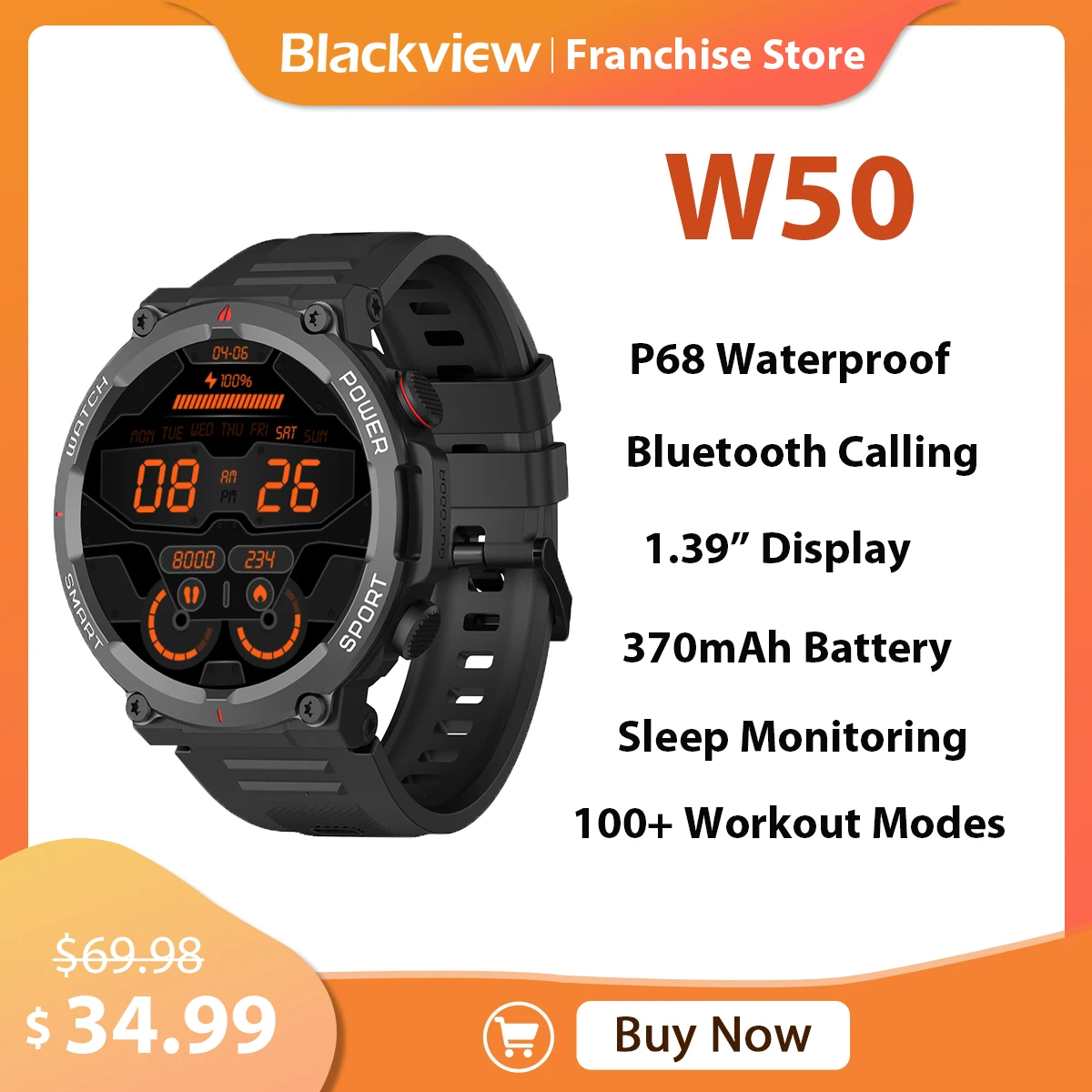 Blackview-W50-Waterproof-Smartwatch-1-39-TFT-360-360-Touch-Display ...