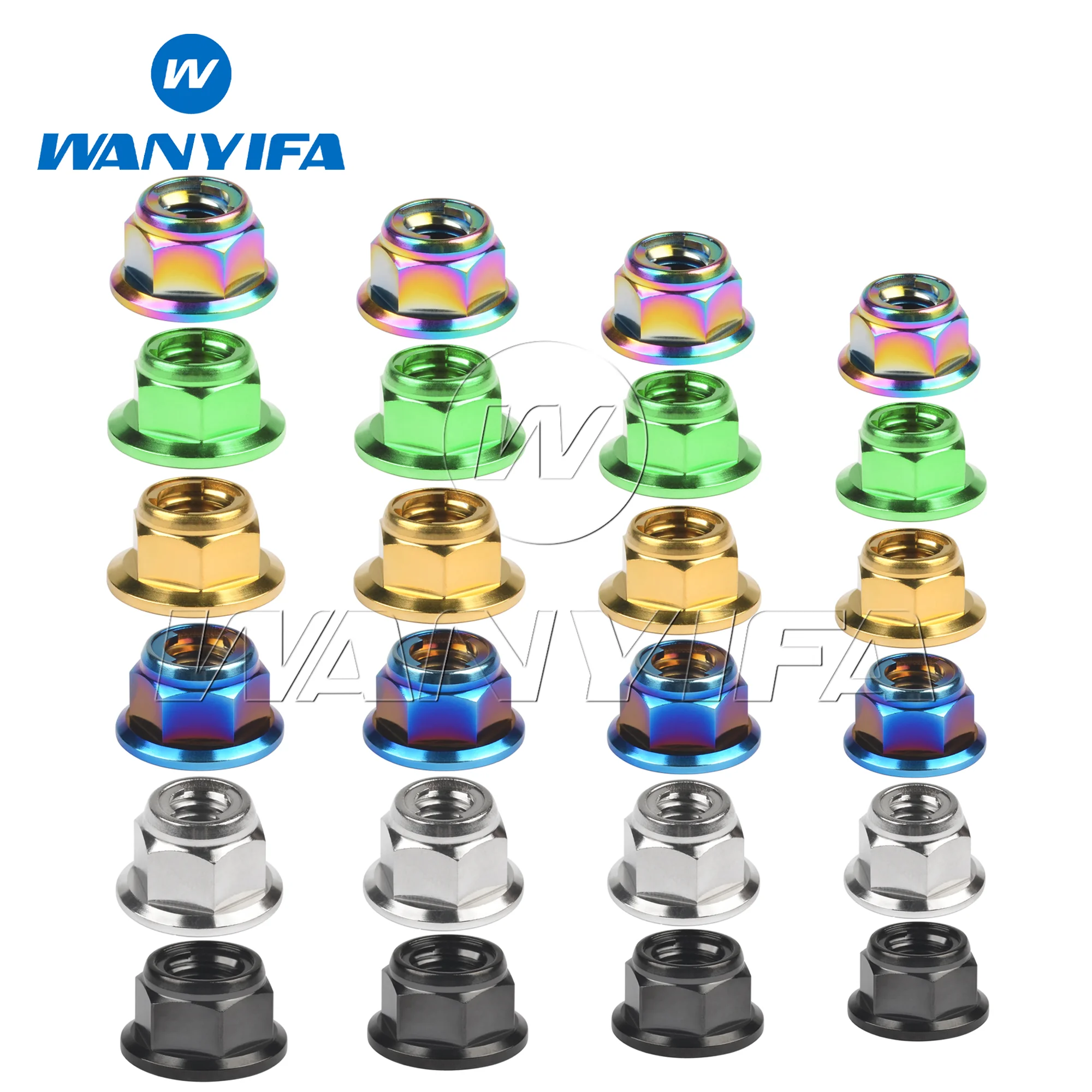 Wanyifa Titanium Ti Nut M6/M8/M10/M12 Pitch 1.0/1.25 Flange Lock Nuts ...