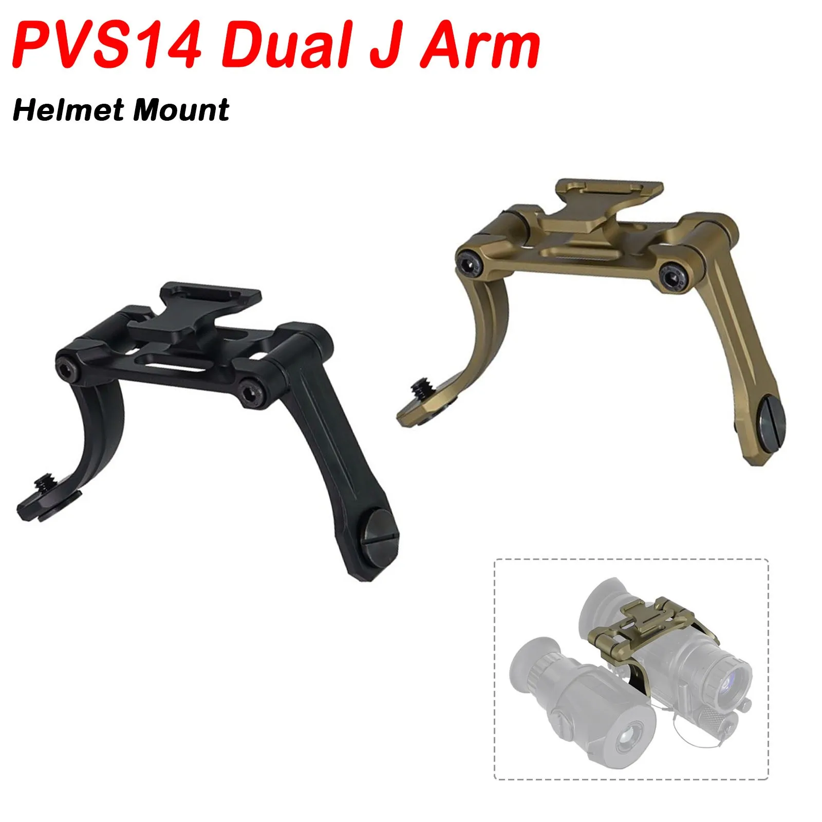 Tactical Dual J Arm Helmet Bracket NVG Bridge Mount Lightweight Hard ...