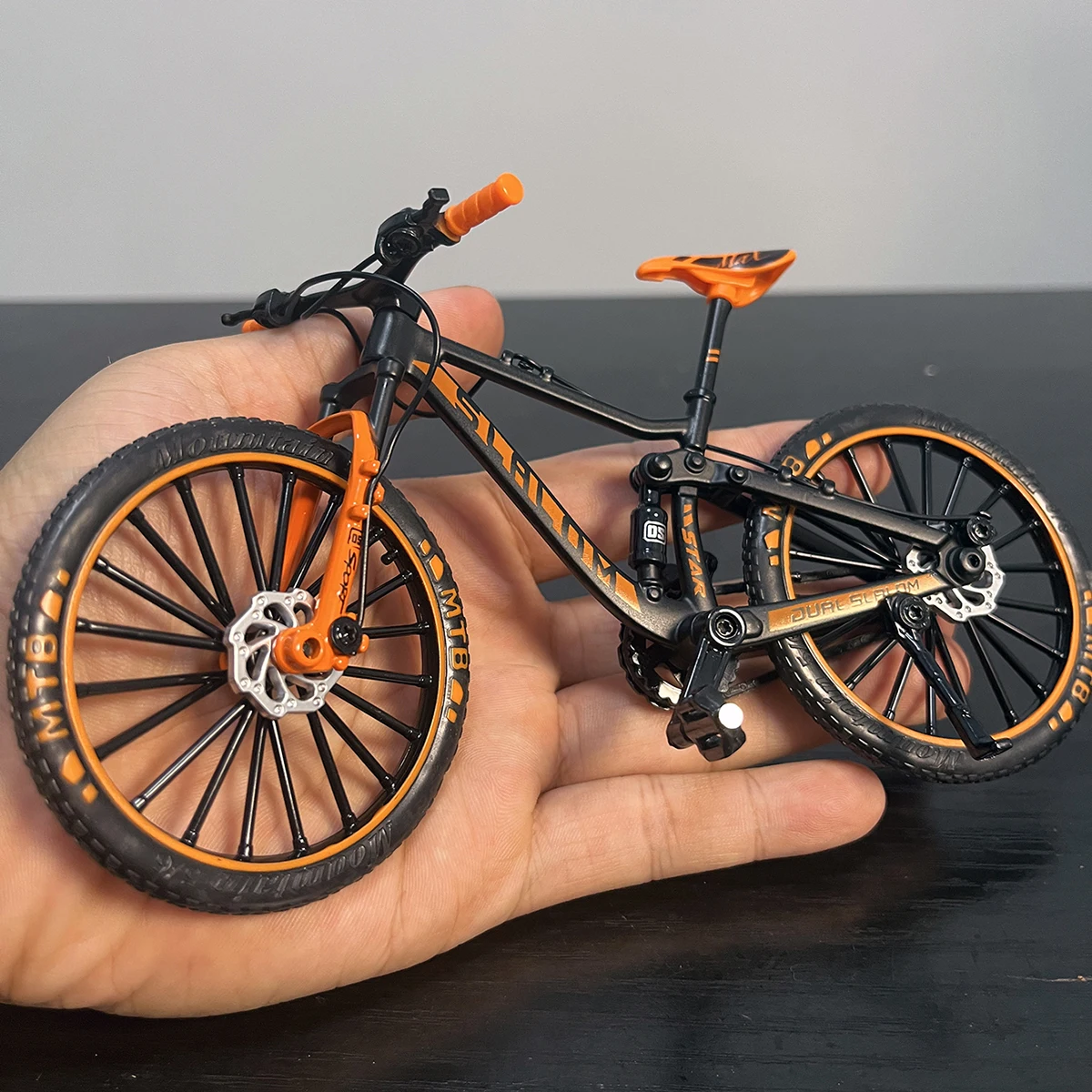 1-10-Mini-Model-Alloy-Biycle-Diecast-Mountain-Finger-Racing-Orange-Bike ...