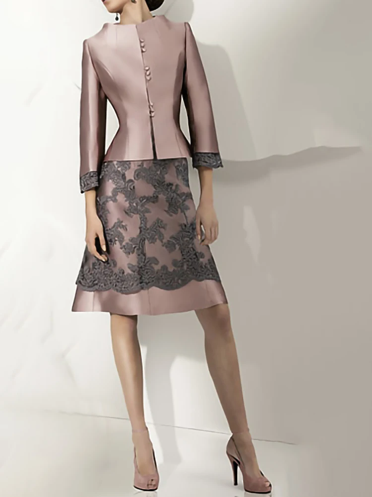 Two-Piece-Mother-of-the-Bride-Dress-Satin-Lace-Appliques-O-Neck-3-4 ...