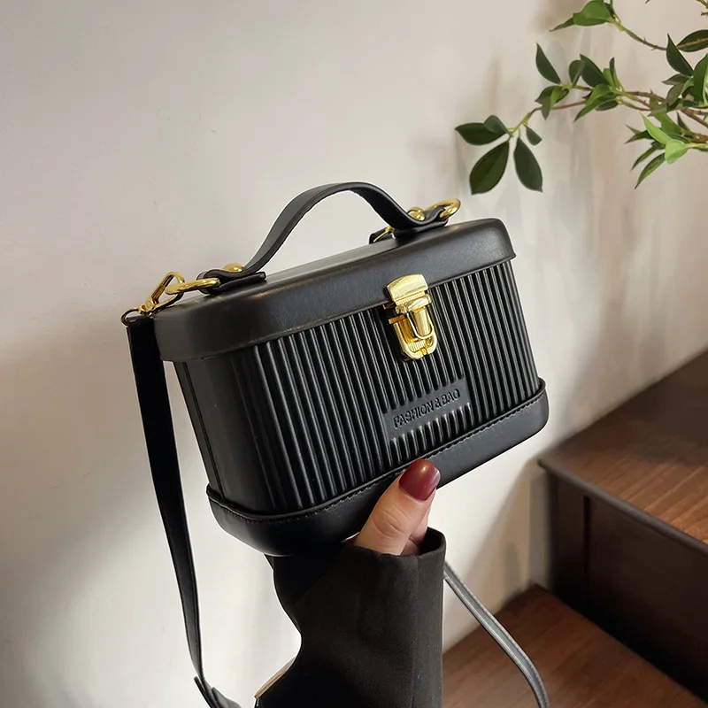 Luxury-Designer-Lock-PU-Leather-Striped-Women-s-Handbag-Casual-Lock ...