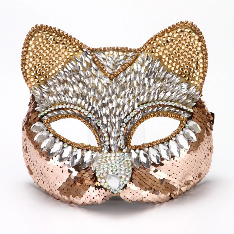 Sexy Diamond Masquerade Cat Mask Glitter Face Cover Women Halloween ...