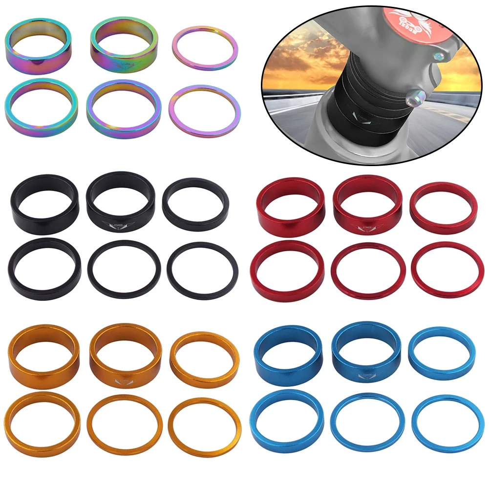 6Pcs-Bike-Fork-Washer-Set-Aluminum-Alloy-Bicycle-Headset-Spacer-Bicycle ...