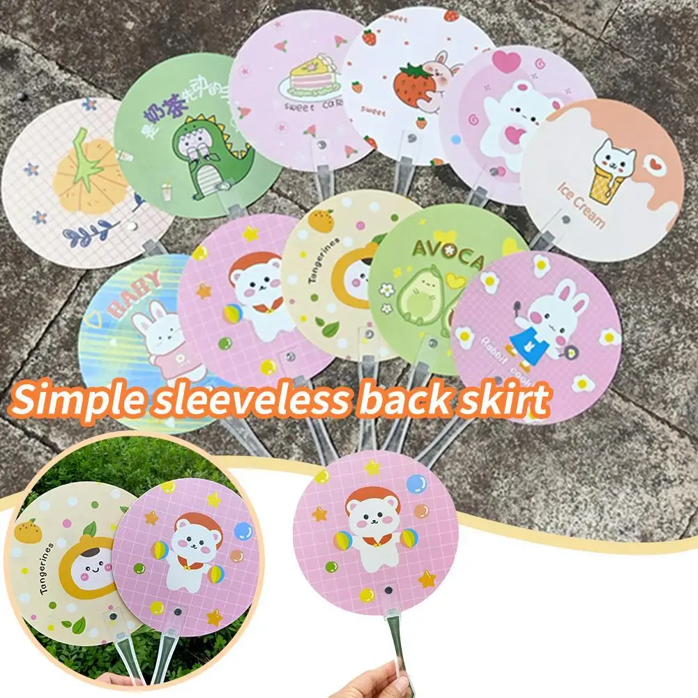 Cartoon-Animal-Plastic-Fan-Summer-Handheld-Round-Shape-Anime-Print-Hand ...