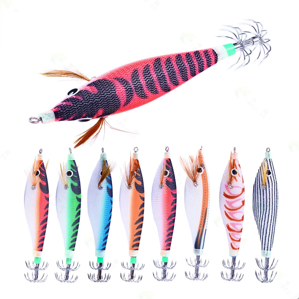 WHYY 1pcs Artificial Simulation Squid Jig Fishing Wood Shrimp Lure Squid Cuttlefish Jigs Lures ...