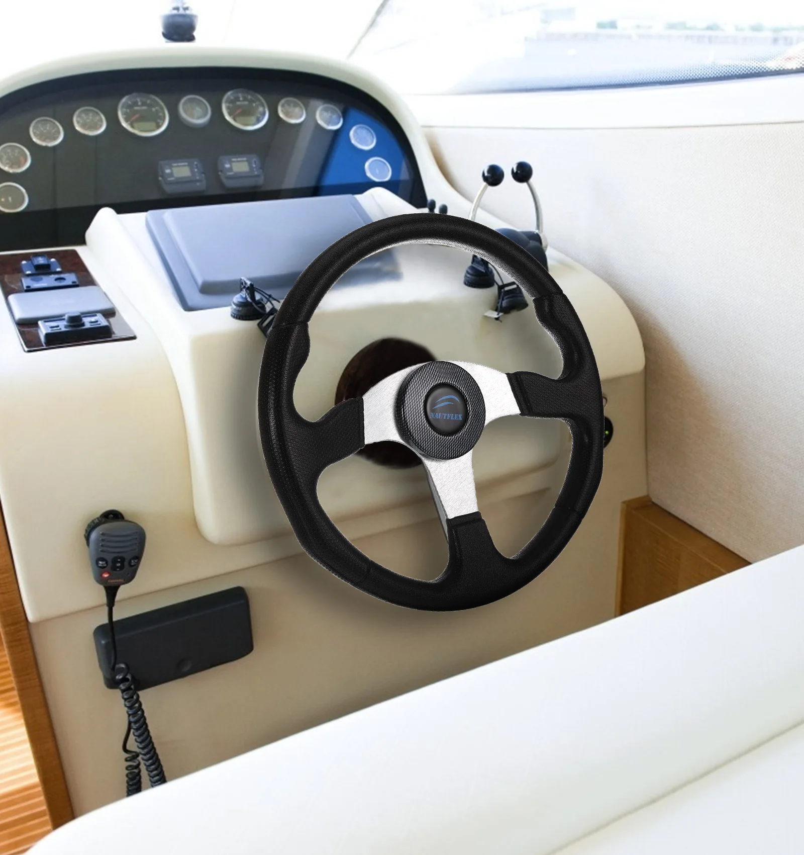Speed-Boat-3-Spoke-Steering-Wheel-13-5-inch-Yacht-Helm-Universal ...