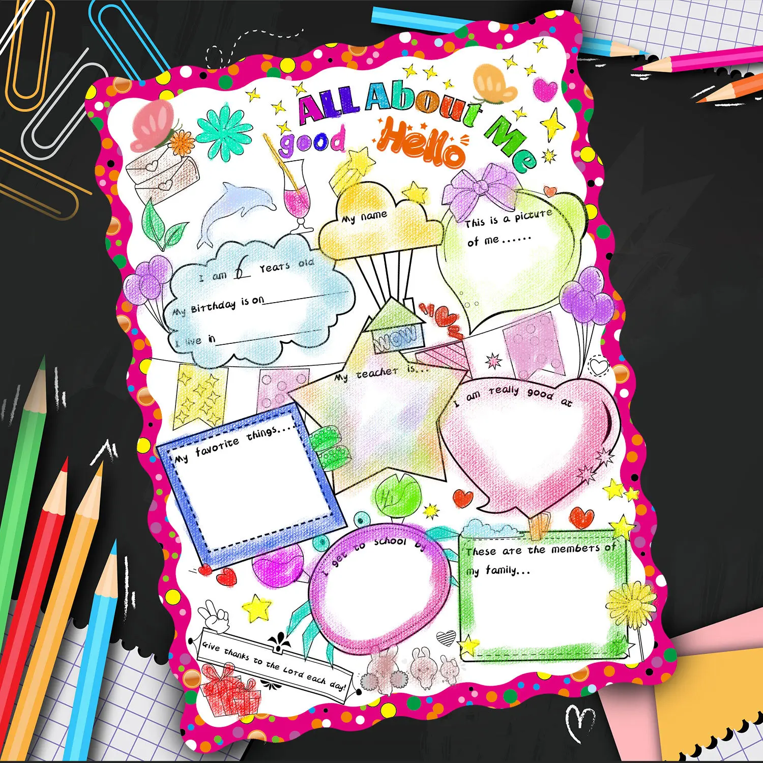 All About Me Poster Kindergarten