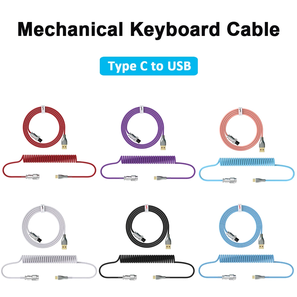 Coiled-Cable-Mechanical-Keyboard-Aviator-Cable-Type-C-to-USB-Connector ...