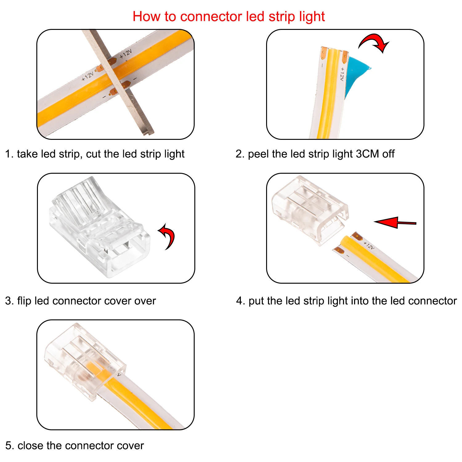 Led Connectors For Strip Lights 12 Pcs 2 Pin 8 Mm LED Strip To Wire ...