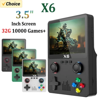 X6 Game Console Retro Video Game Console 3.5/4'' IPS Screen Portable ...