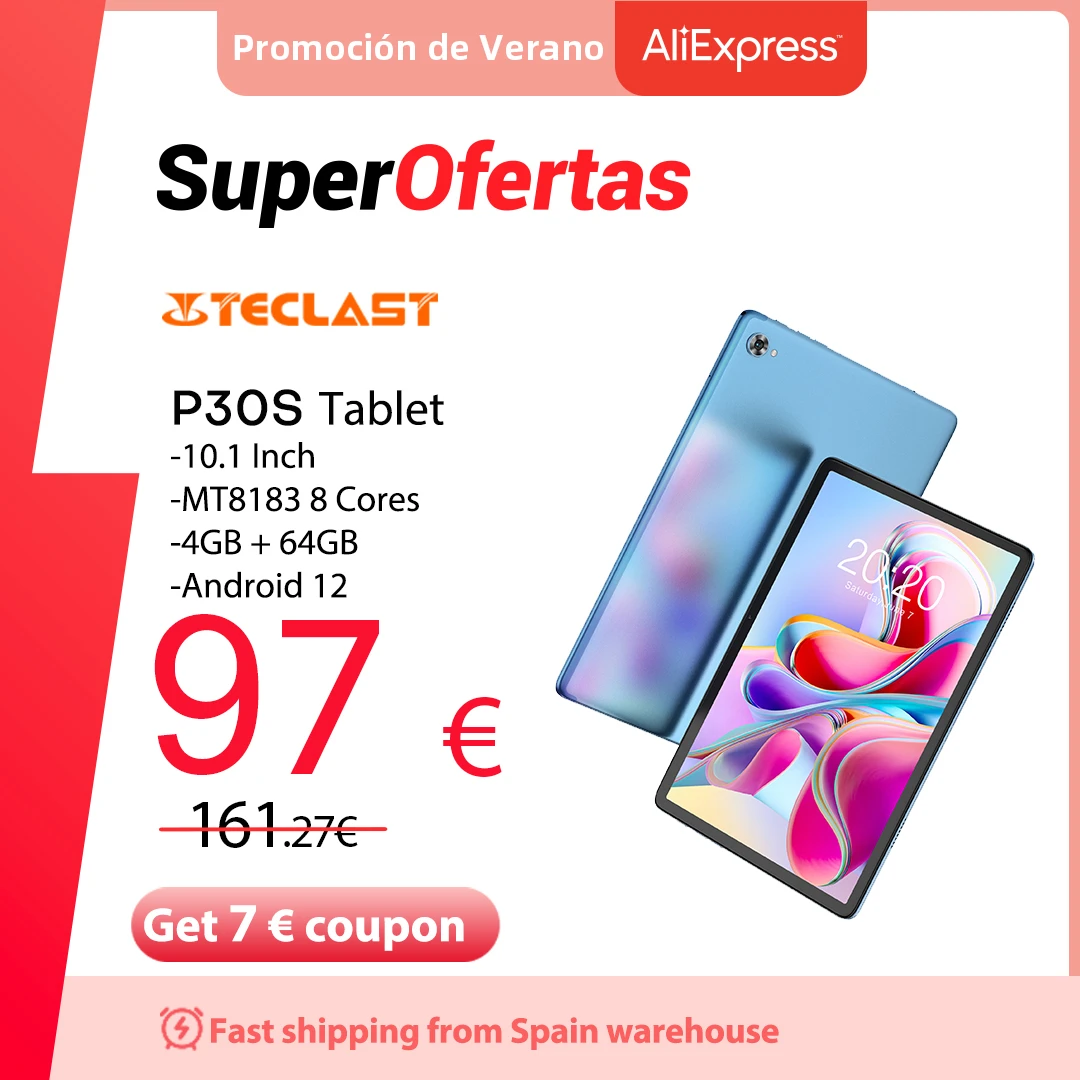Teclast P30s 10.1 Inch Tablet 4gb Ram 64gb Rom Android 12 Mt8183 8 Cores 1280x800 Ips Gps Type-c ...
