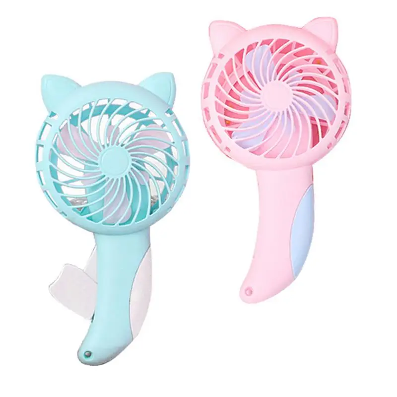 Manual-Press-Small-Fan-Cute-Cat-Design-Personal-Portable-Fan-Without ...