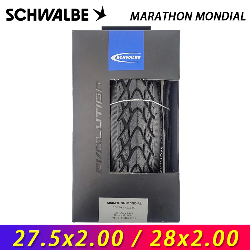 SCHWALBE-MARATHON-MONDIAL-Touring-Bicycle-Tire-27-5-28x2-00-Black ...