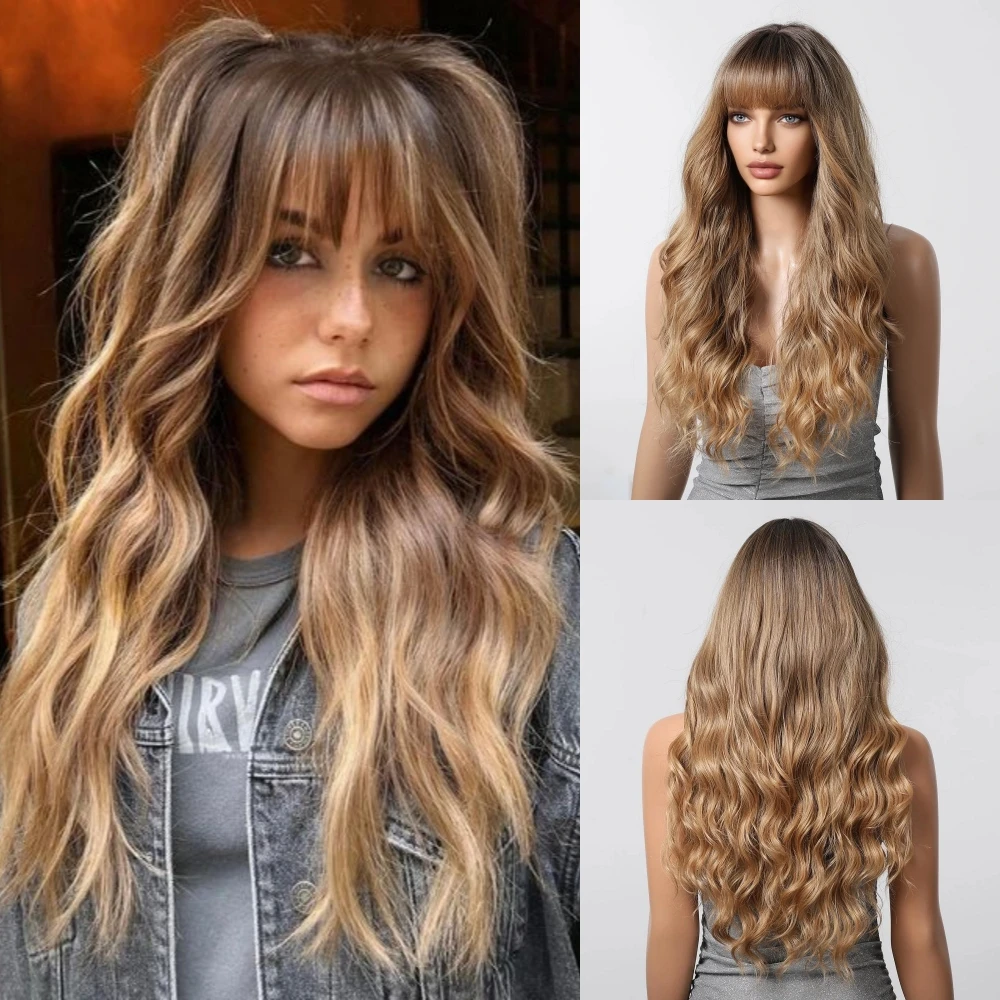 HENRY-MARGU-peluca-ondulada-larga-con-flequillo-cabello-sint-tico-Marr ...