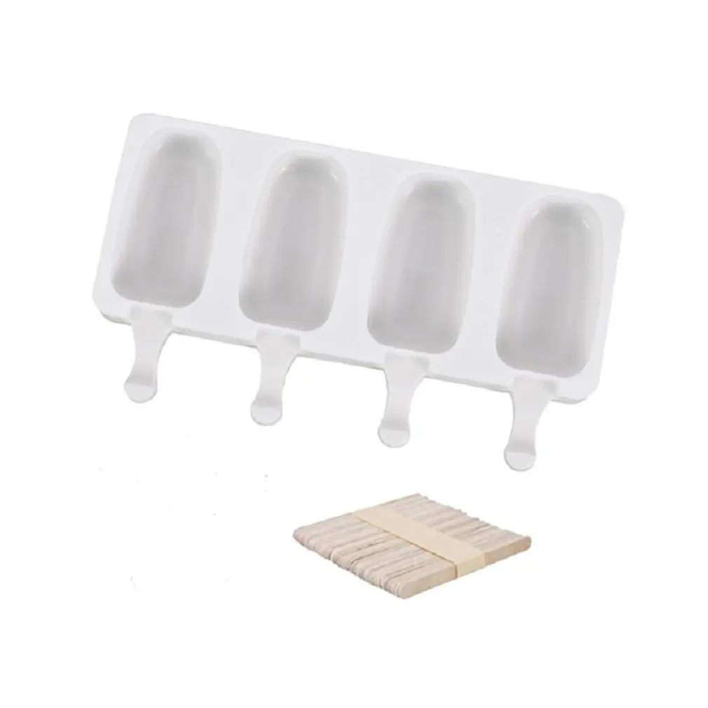 Popsicle-Molds-Large-4-Cavity-Homemade-White-Oval-Silicone-Kids-Adults ...