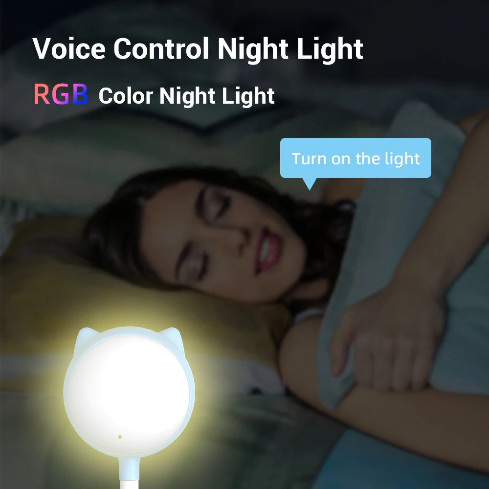 Voice-Control-Night-Light-with-Flexible-Cable-USB-Port-compatible-with ...