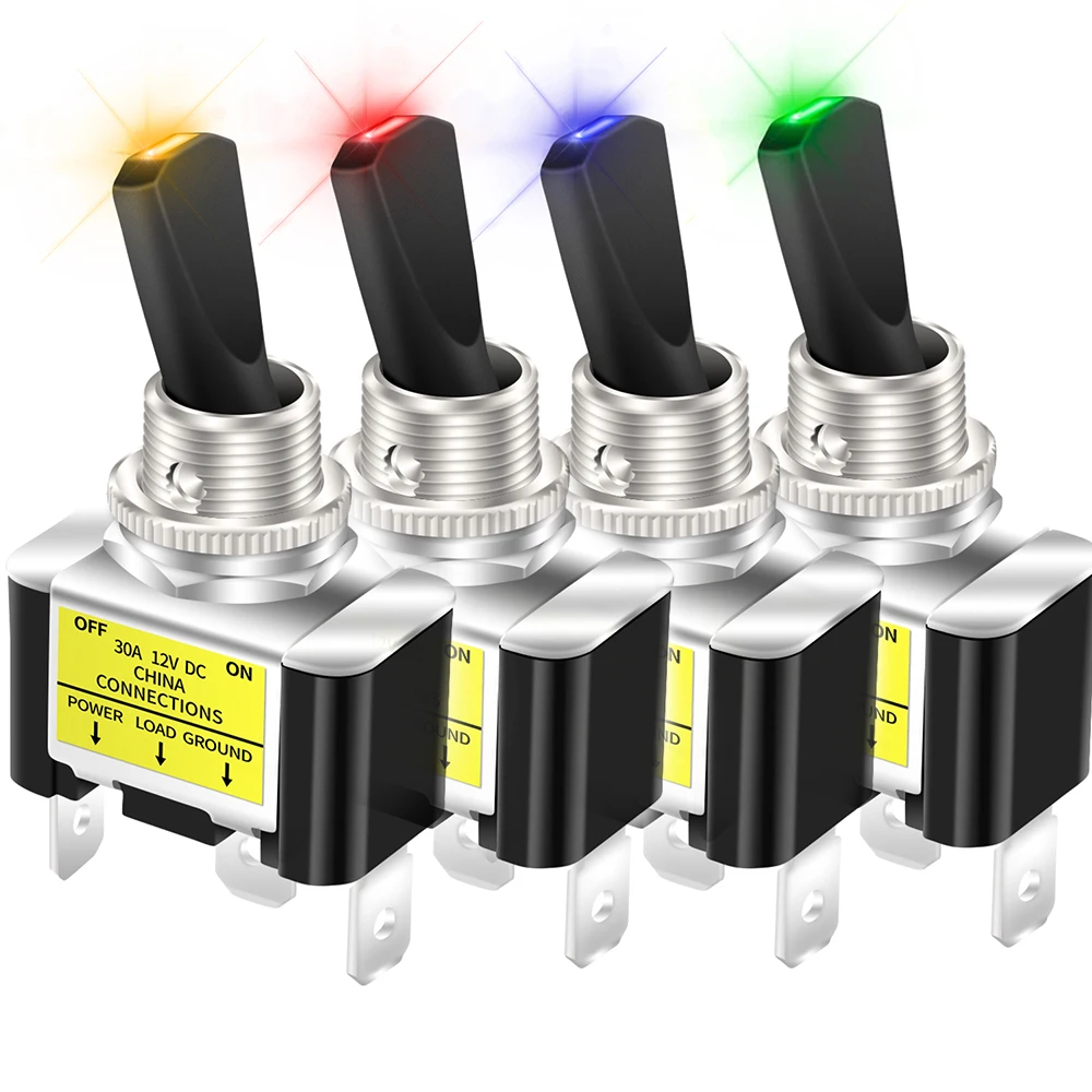 30A 12V LED 토글 스위치 조명 토글 로커 스위치, SPST ON Off 2 위치 3Pin 자동차 자동차 항공기용, 2 ...