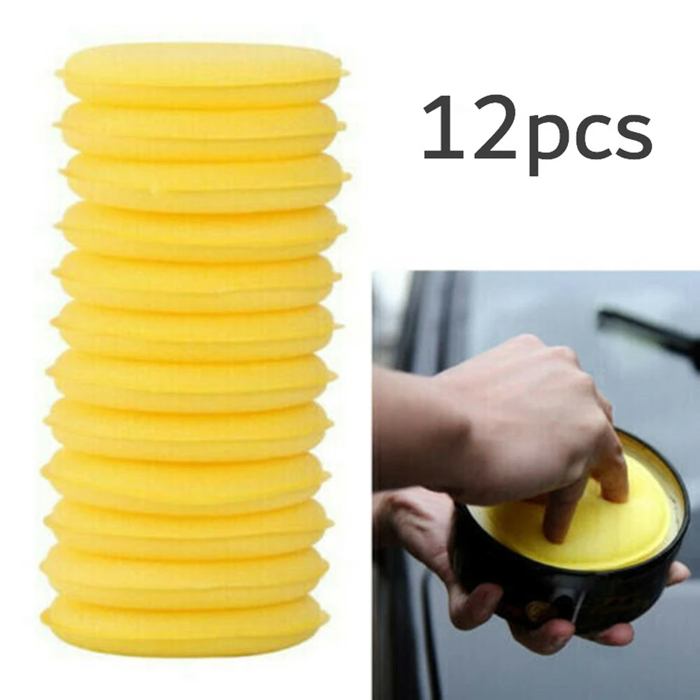 12PCS-Car-Round-Waxing-Polish-Sponges-Foam-Applicator-Pads-Curing-and ...
