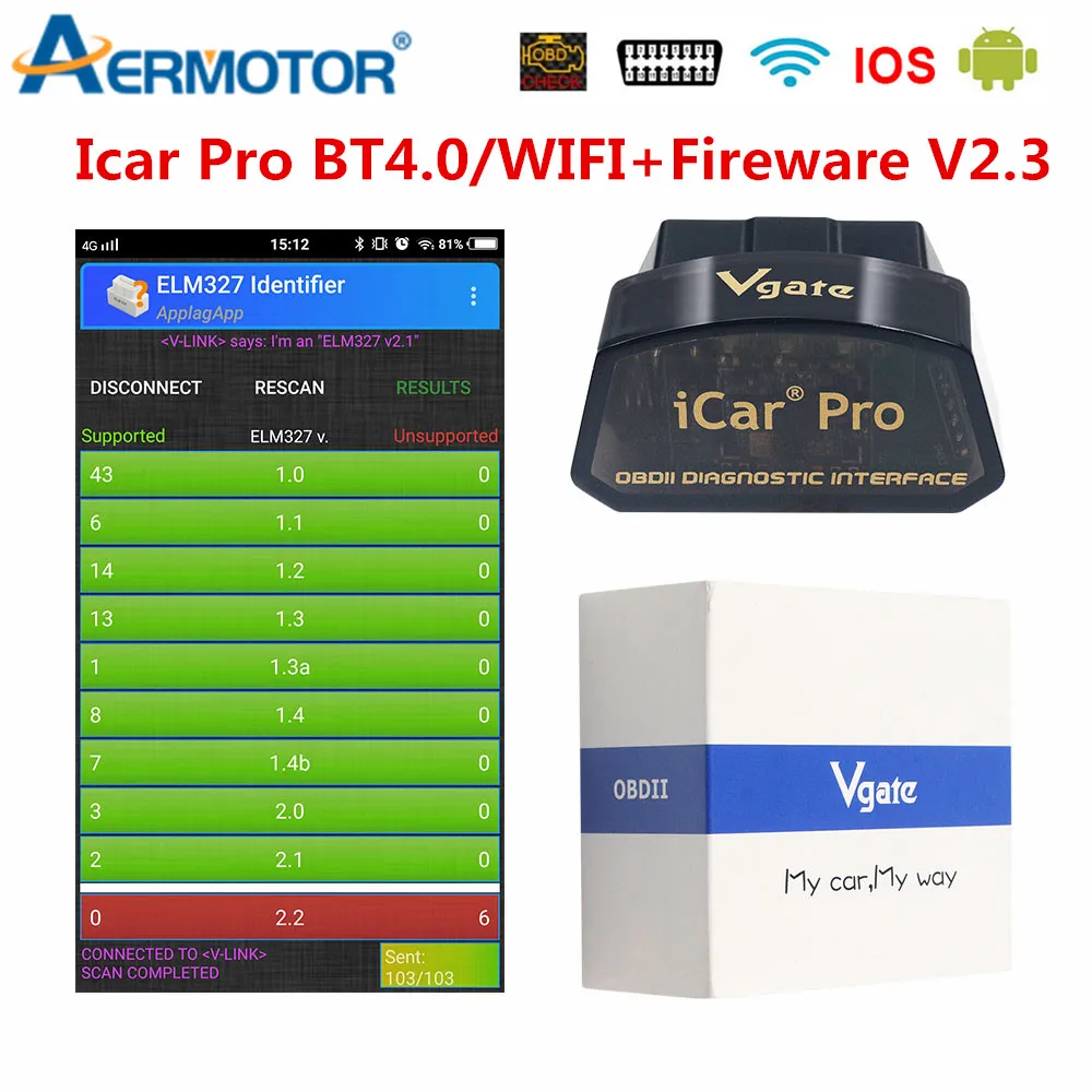Best Vagte Icar Pro Elm327 Bluetooth-compatible 4.0/wifi Obd2 Auto ...