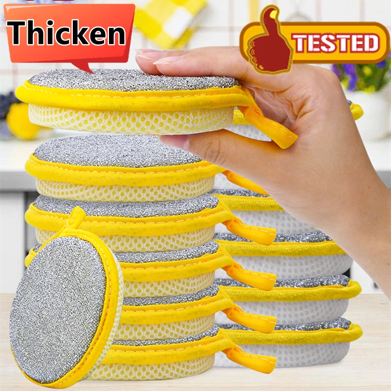 Thickened Double Side Sponge Dishwashing Reusable Washable Cleaning ...