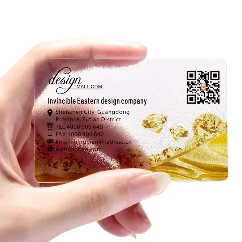 200 PCS PVC Transparent Business Card Personalized LOGO Text HD ...