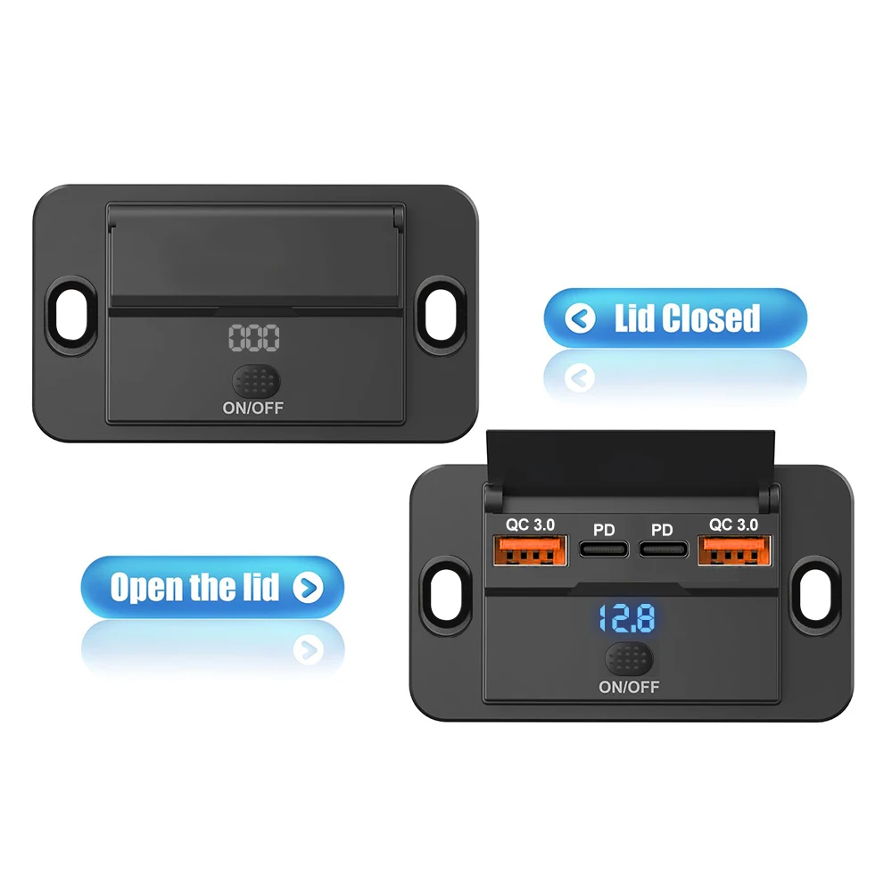 12V Rv Type C Usb Outlet with Power Switch 36W Qc3.0 Usb & 60W Pd Type ...