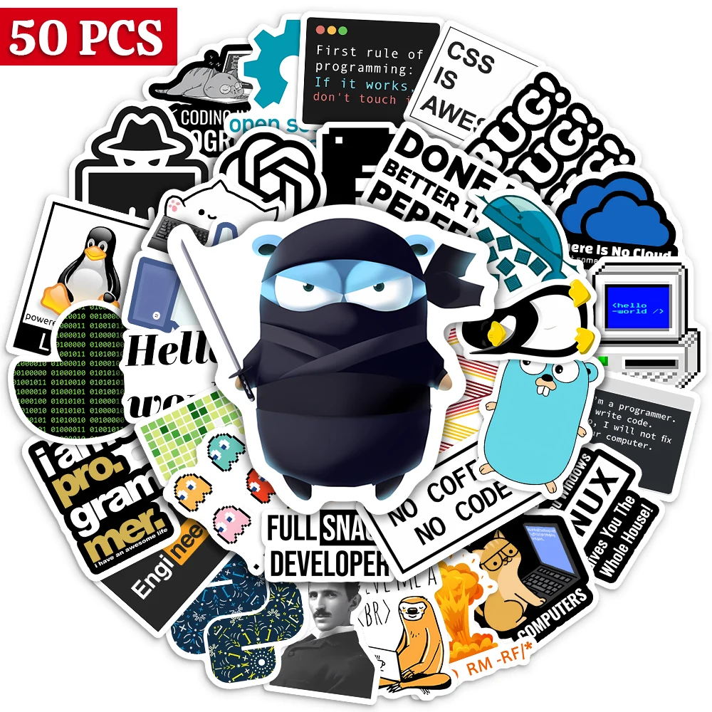 Hacker Programming Stickers Application Logo Developers Languages PVC ...