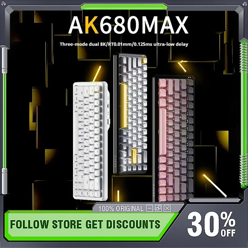 AJAZZ AK680MAX Magnetic Axis Wireless Keyboard Three Mode Bluetooth RGB ...