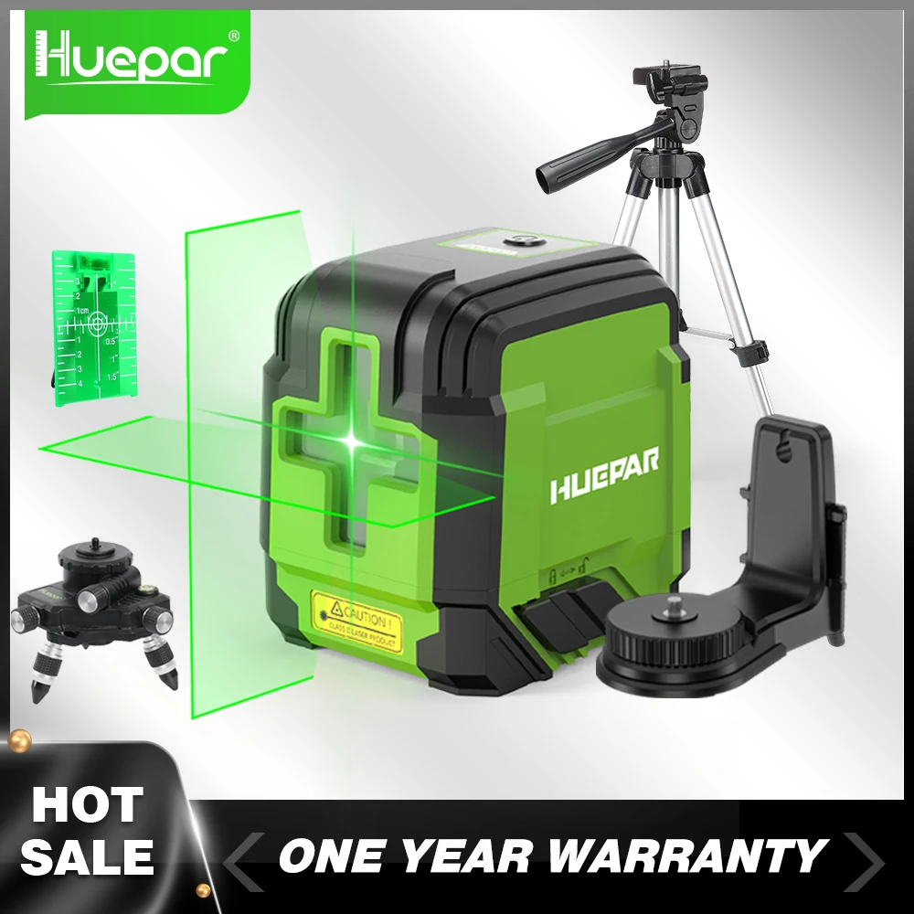 Huepar Osram 2 Lines Laser Level Green Beam Self-Leveling Cross Line ...