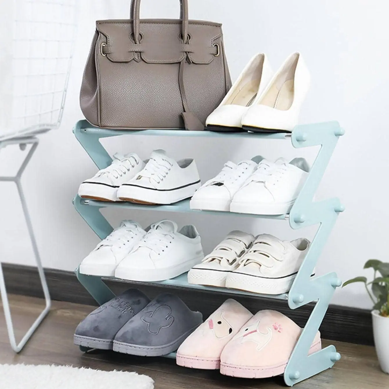 1 set - Household Simple Multi-layer Space-saving X-shaped Shoe Rack ...
