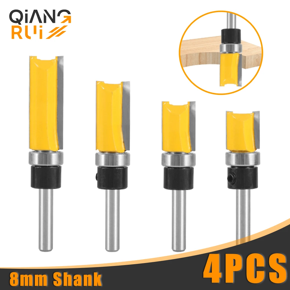 4Pcs-8mm-Shank-Template-Trim-Pattern-Router-Bit-Woodworking-Milling ...