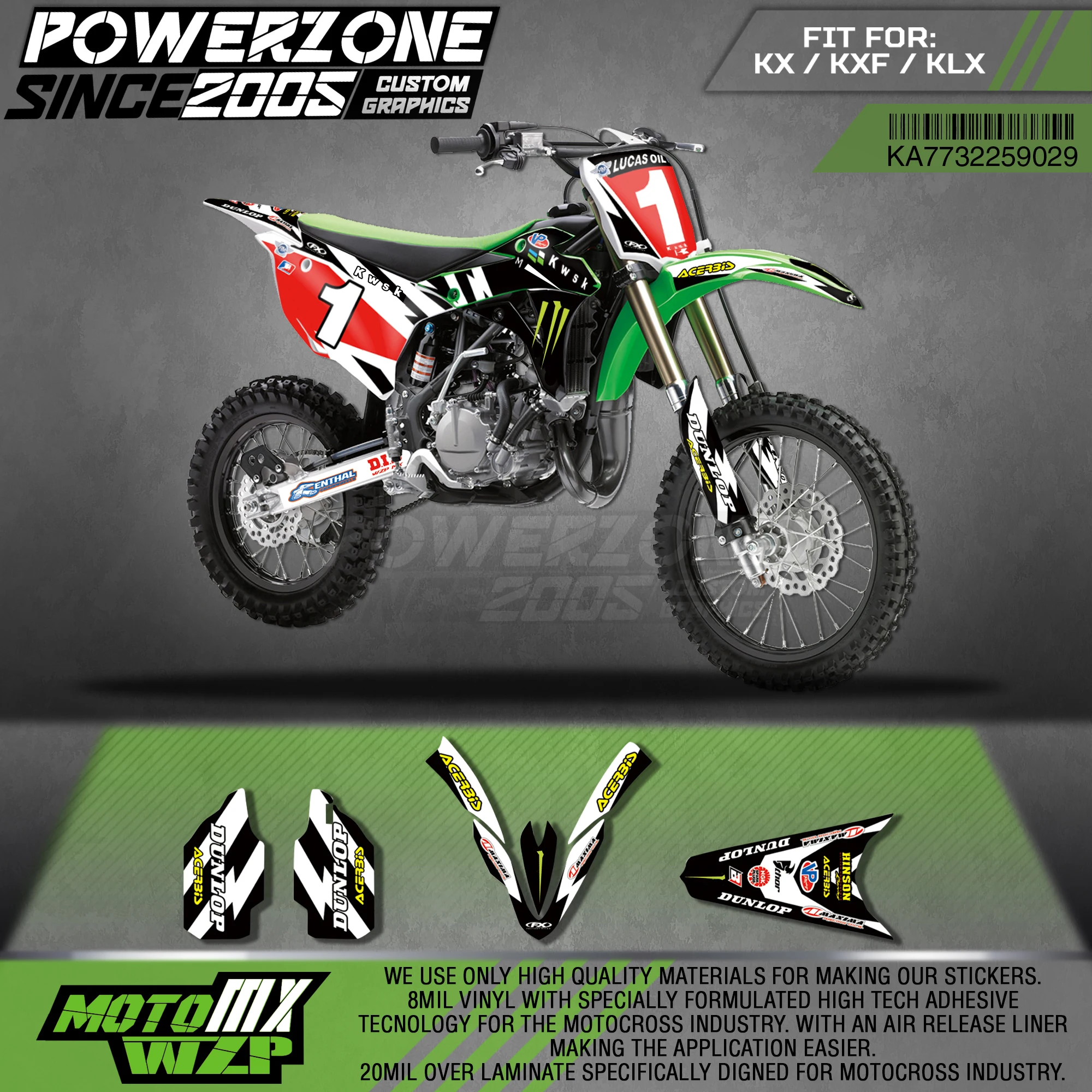 Powerzone Custom Team Graphics Decals 3m Stickers Kit For Kawasaki ...
