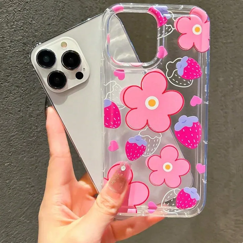 Flower-Summer-Pink-Floral-Phone-Case-For-iPhone-16-15-14-13-12-11-Pro ...