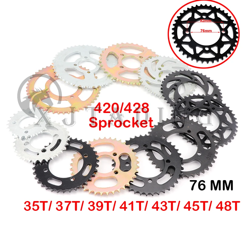 Motorcycle 420/428 Chain 35t/37t/39t/41t/43t/45t/48t 76mm Sprockets ...