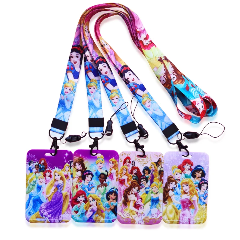 Disney Princess ID Card Holders Lanyard Anime Women Credit Card Badge ...