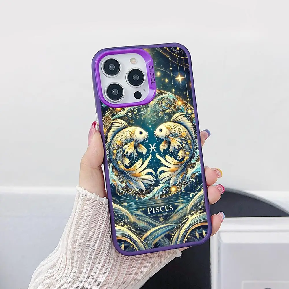 Zodiac Sign Pisces Mobile Phone Case for iPhone 17 16 15 14 13 12 11 X ...