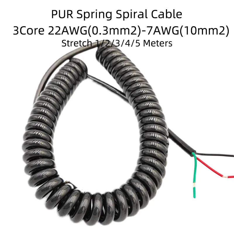 3Core-Black-Spring-Spiral-Cable-24-22-18-17-15-7AWGWire-0-2mm2-10mm2-Telescopic ...