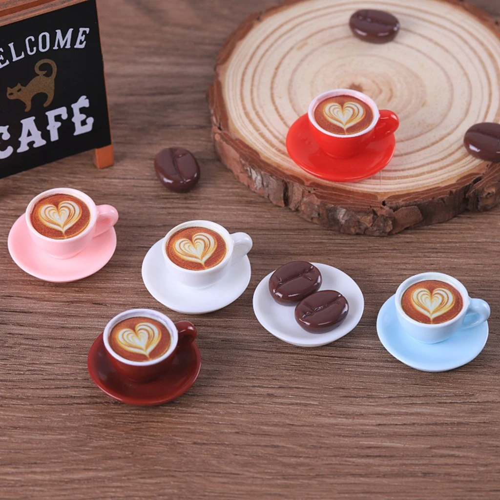 Dollhouse Miniature Food Play Mini Simulation Coffee Cup Coffee Beans ...