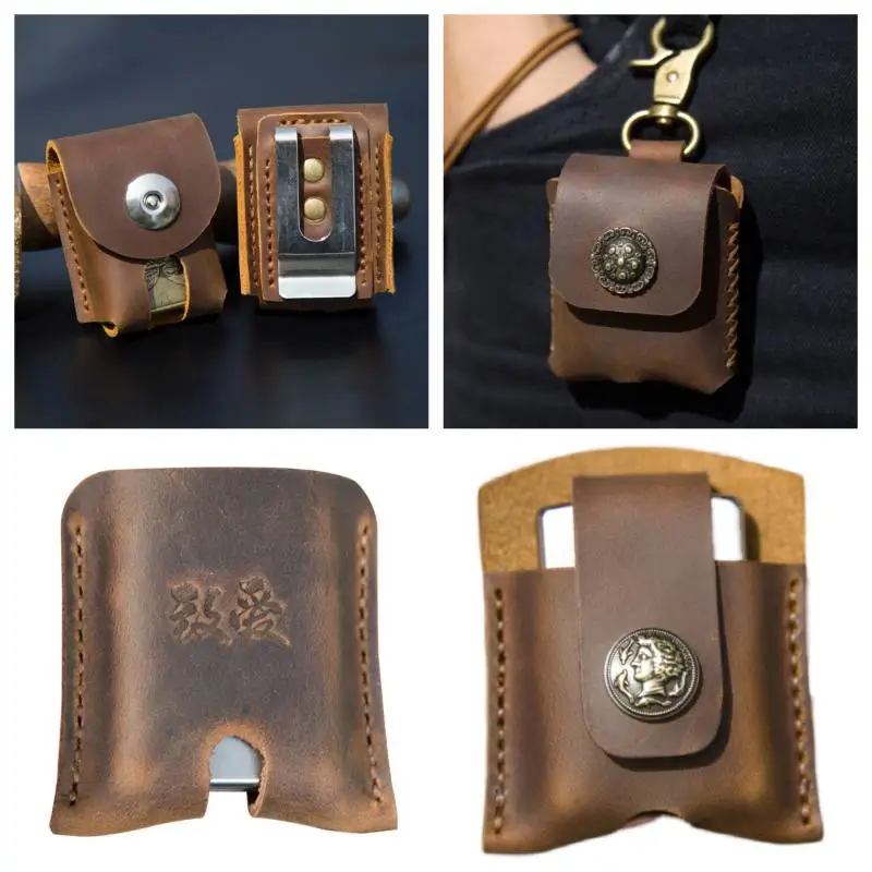 Handmade for Zippo Lighter Case,Genuine Leather Lighter Case, Cowhide ...