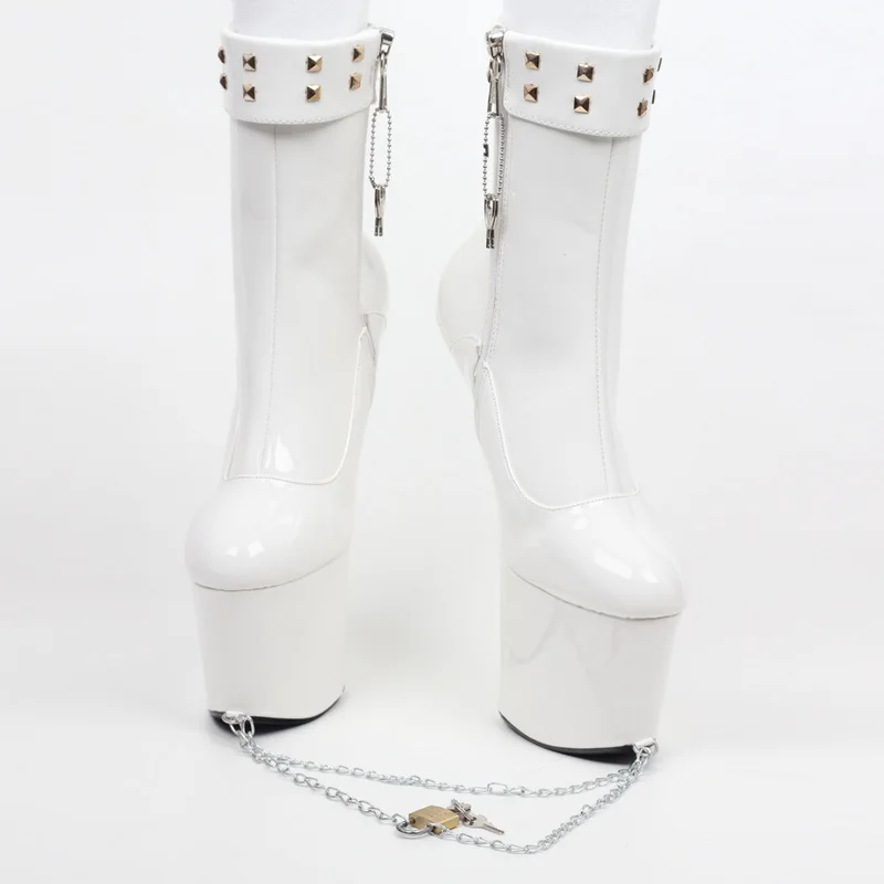FHC-Women-Fetish-Chain-Lock-Boots-Platforms-High-Heels-Ankle-Botas-Men ...