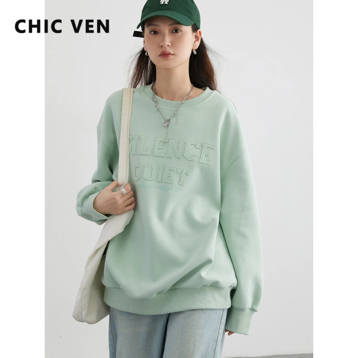 CHIC-VEN-Women-Sweatshirts-Loose-New-Casual-Round-Neck-Embroidered ...