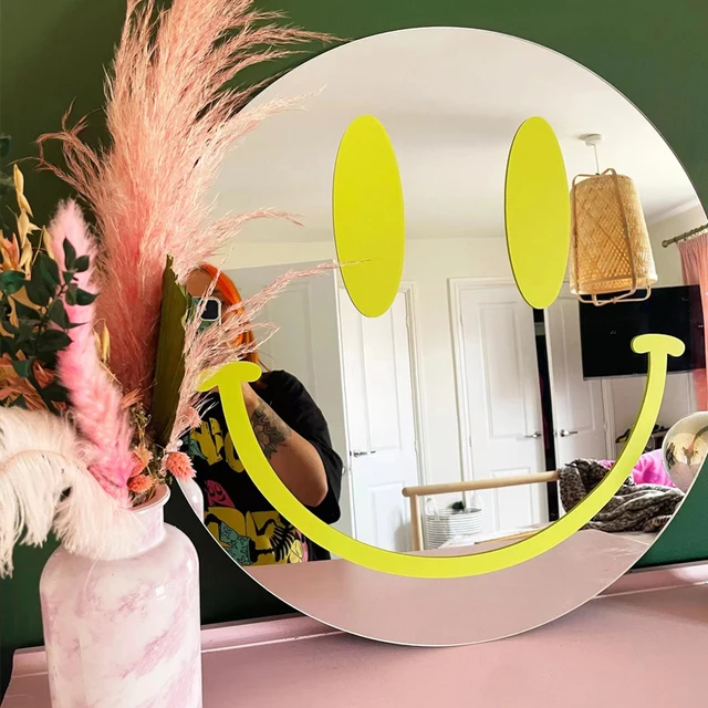 Happy Smile Mirror Acrylic Large Flower Colorful Mirror Living Room ...